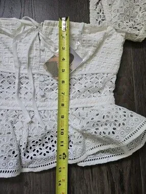 Self-Portrait | Tops | New Self Portrait Cotton Borderie Peplum Top ...